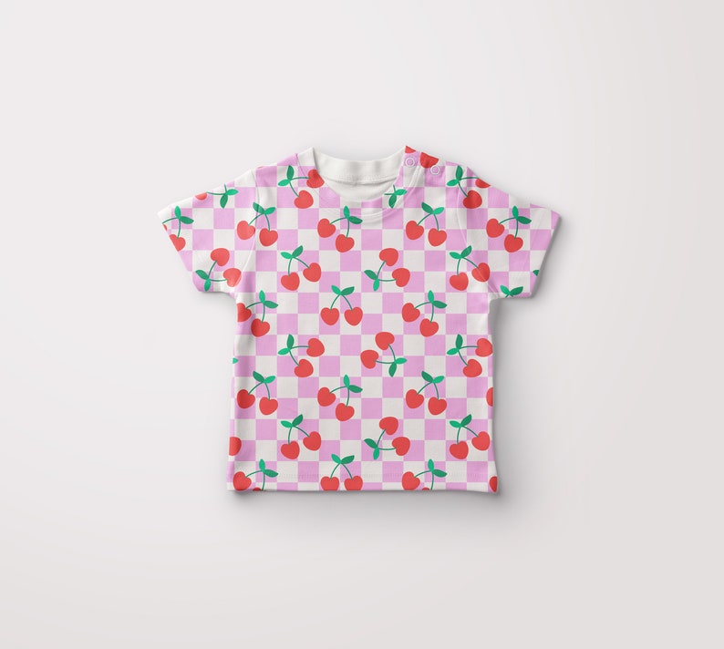 Cherry Checkered Seamless Pattern Cherry Checkerboard Seamless Design ...