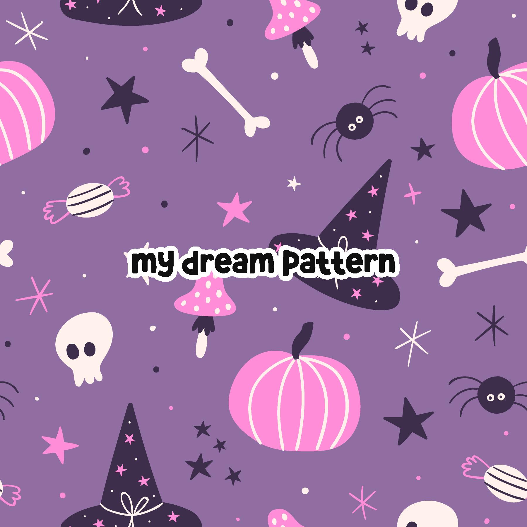 Purple Halloween Seamless Pattern Halloween Spooky Seamless Design ...