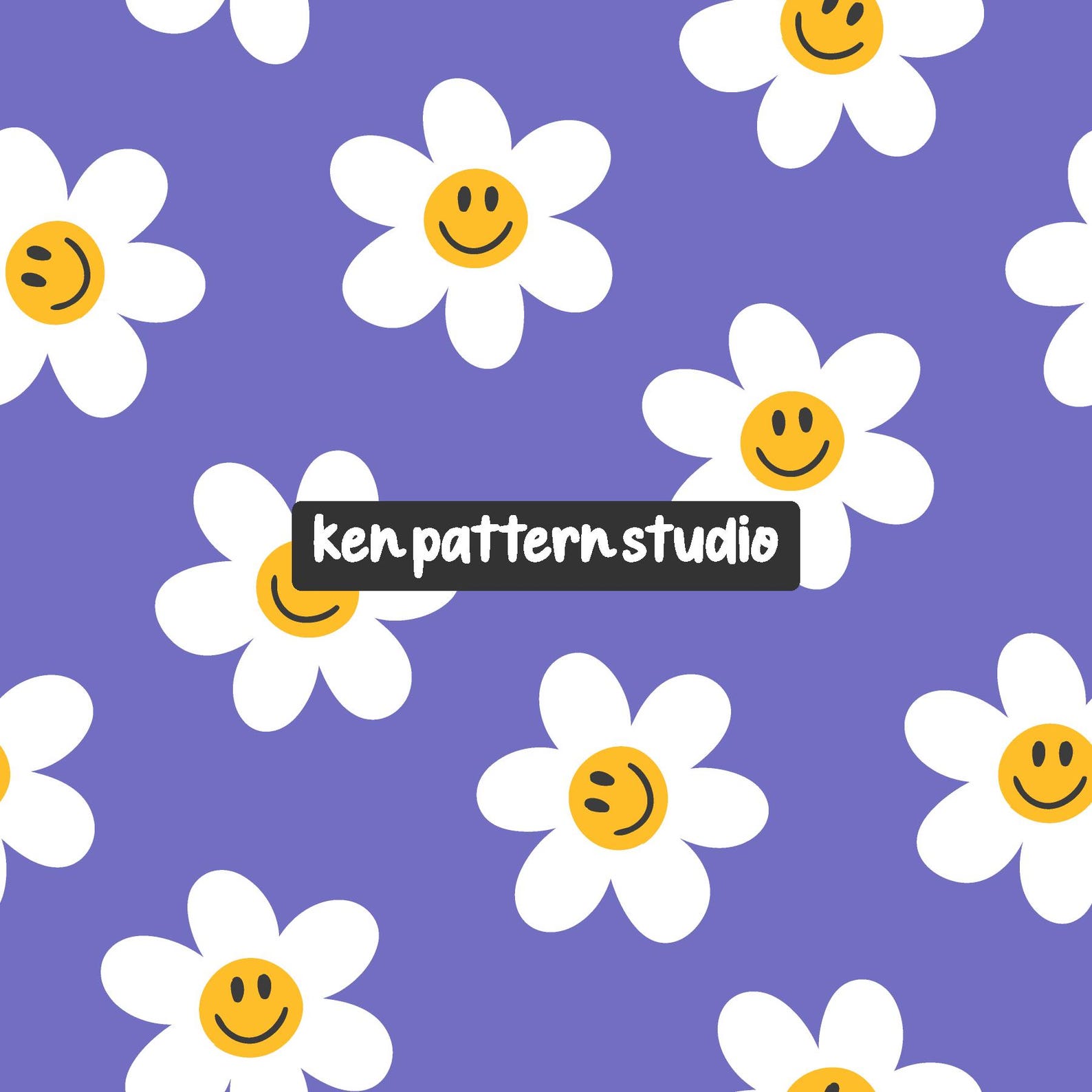 Happy Daisy Flower Seamless Pattern (digital File) - Etsy