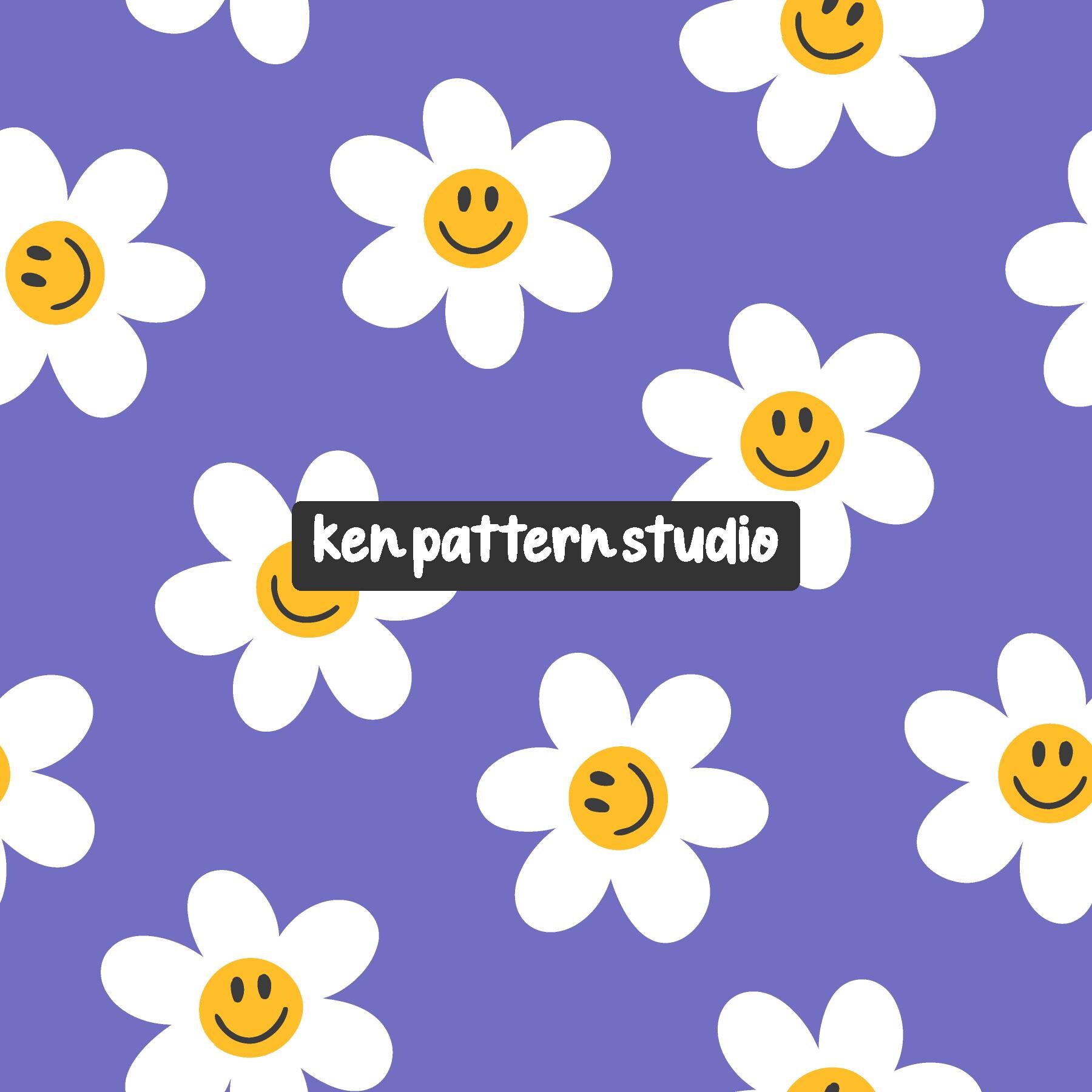 Happy Daisy Flower Seamless Pattern (digital File) - Etsy
