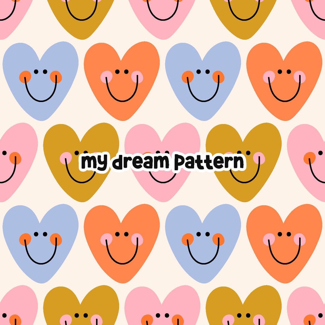 Happy Heart Seamless Pattern Retro Hearts Seamless Repeat Pattern - Etsy