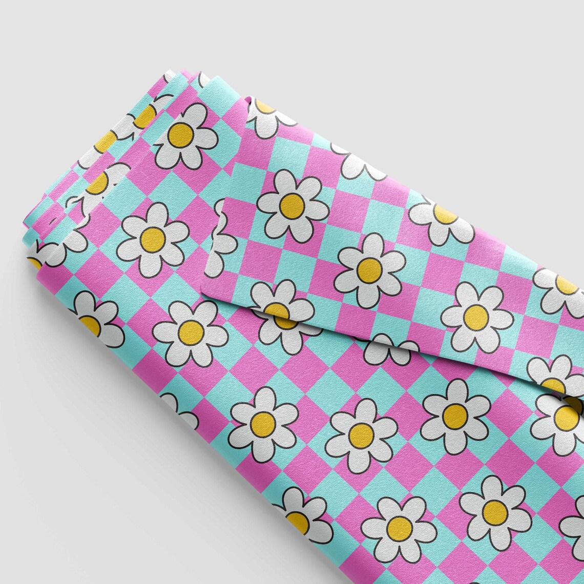 Floral Checkered Seamless Pattern Retro Daisy Digital Pattern Hippie ...