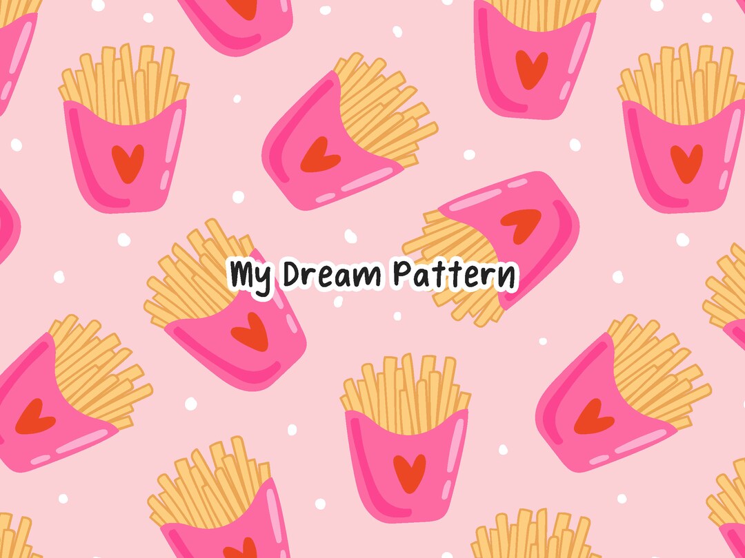 Valentines French Fries Seamless Pattern for Fabric Fries Digital ...
