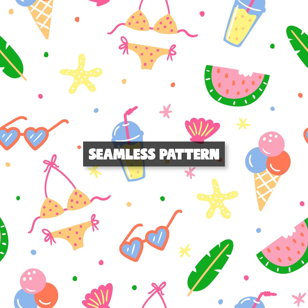 Summer Beach Seamless Pattern, Fabric Print (digital File) - Etsy