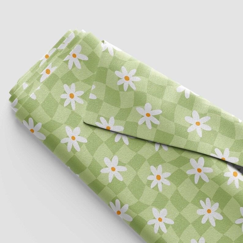 Green Groovy Checkered Seamless Pattern Floral Checkered Seamless ...
