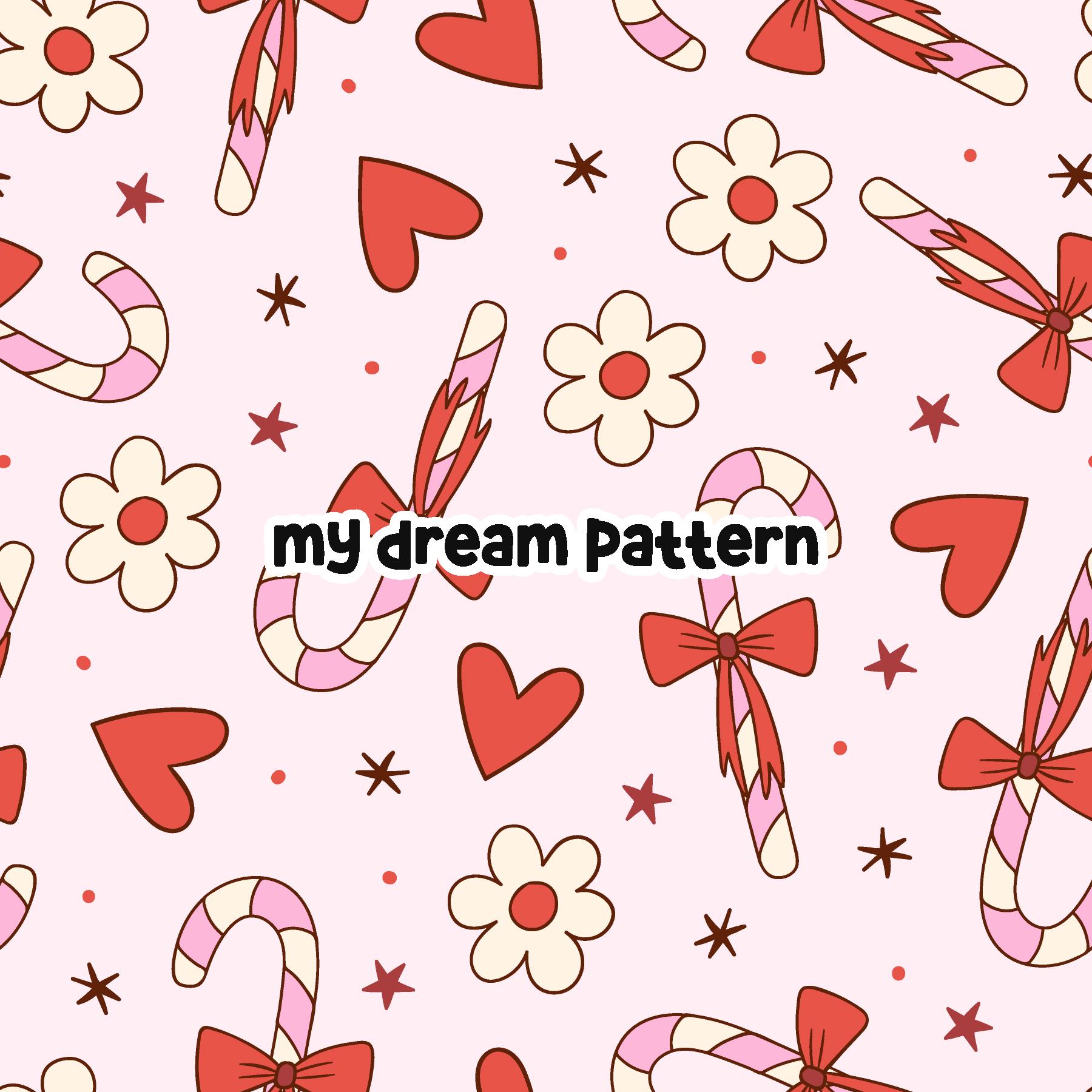 Bow Candy Cane Seamless Pattern for Fabric Coquette Christmas Seamless ...