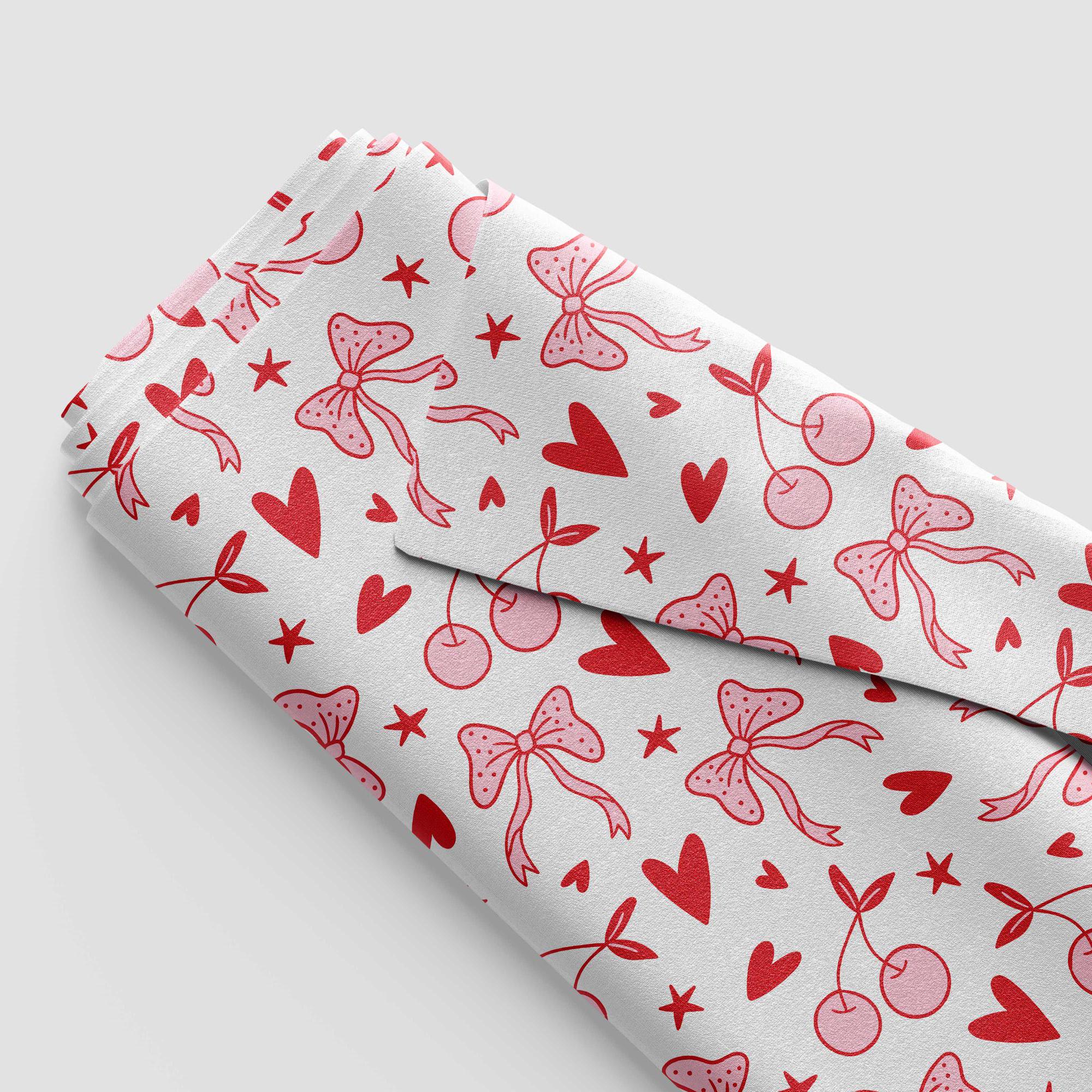 Coquette Valentines Seamless Pattern Cherry Bows Seamless File for ...