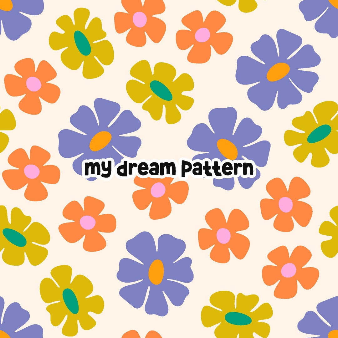 Retro Floral Seamless Repeat Pattern Retrp Flowers Digital Pattern - Etsy