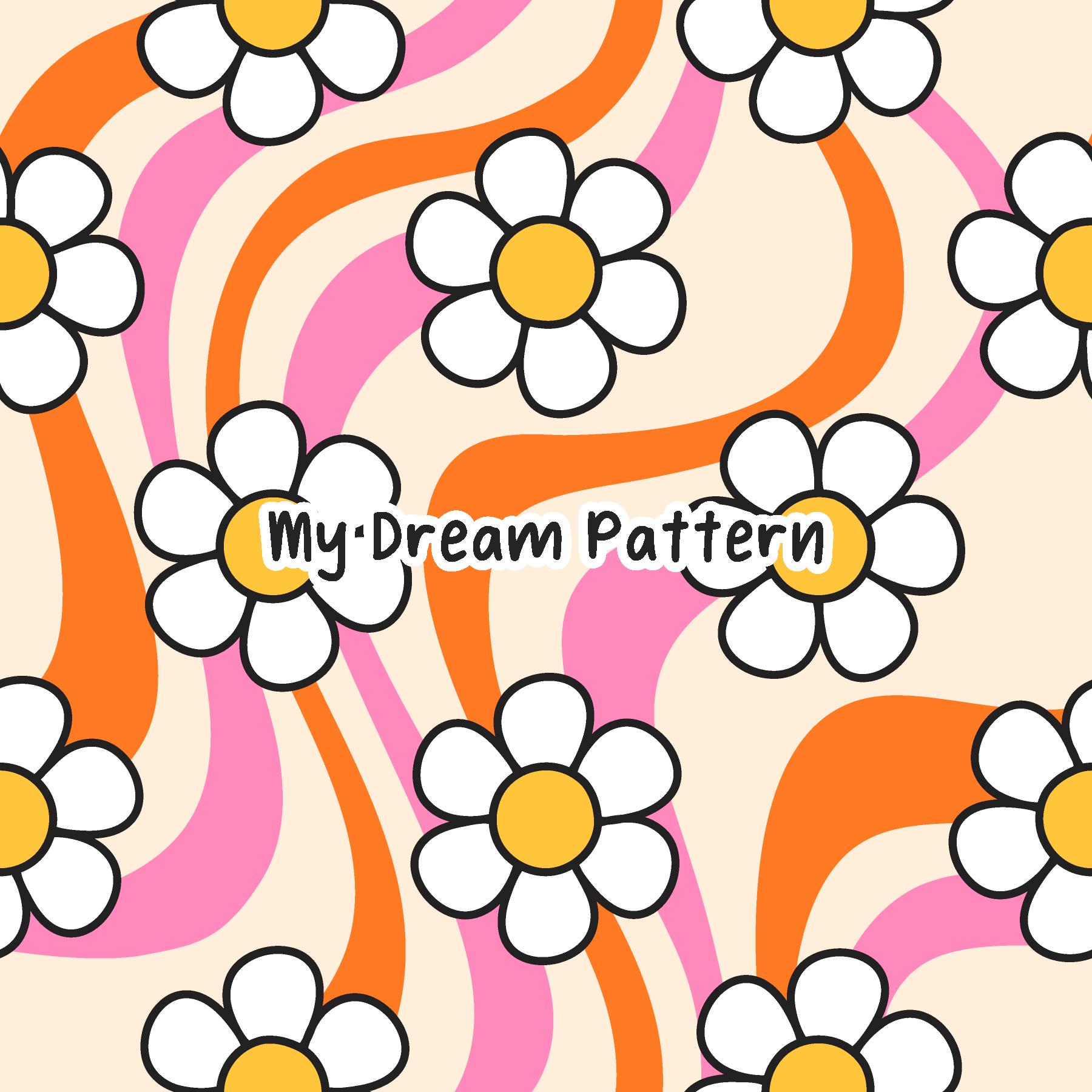 Groovy Daisy Seamless Pattern Retro Floral Digital Paper Hippie ...
