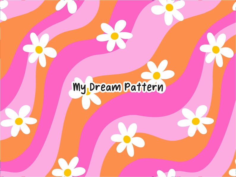 Pink Orange Groovy Seamless Pattern Groovy Daisy Seamless File Pink ...