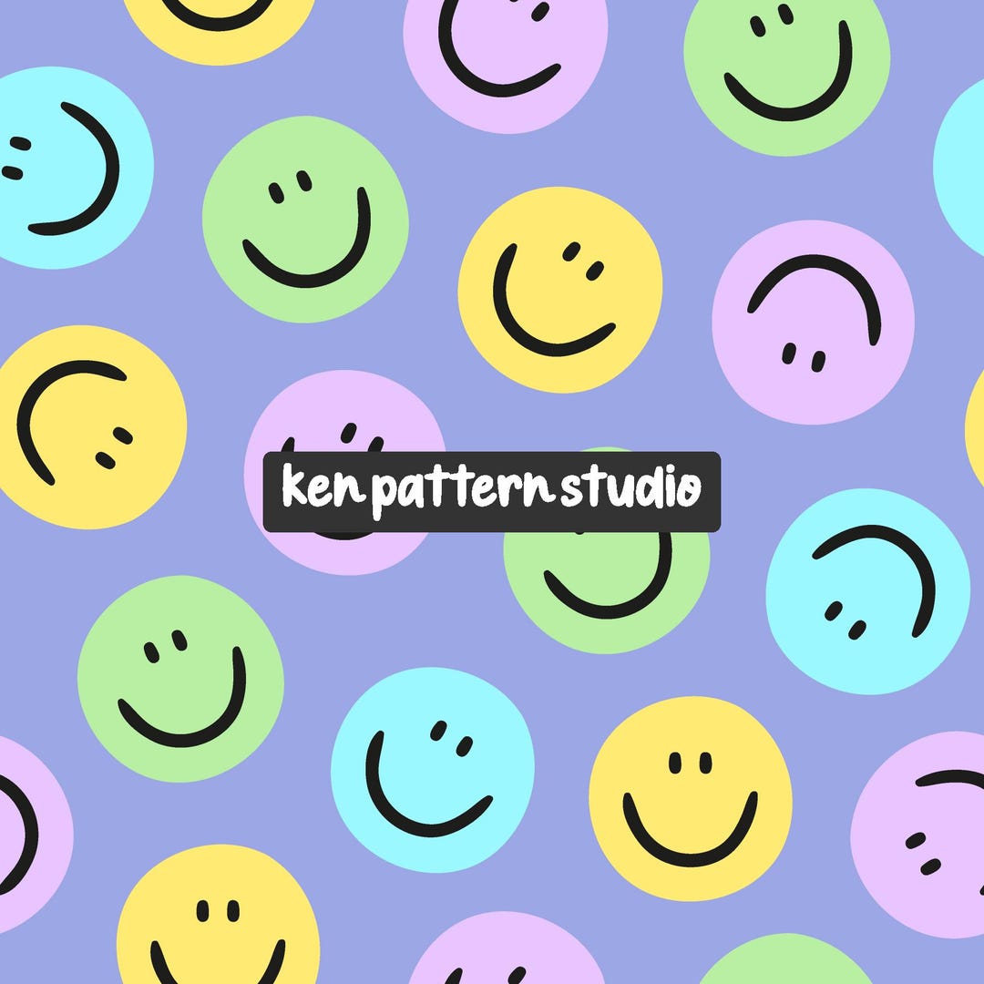 Pastel Smiley Face Seamless Pattern – Happy Faces Digital Paper - Etsy