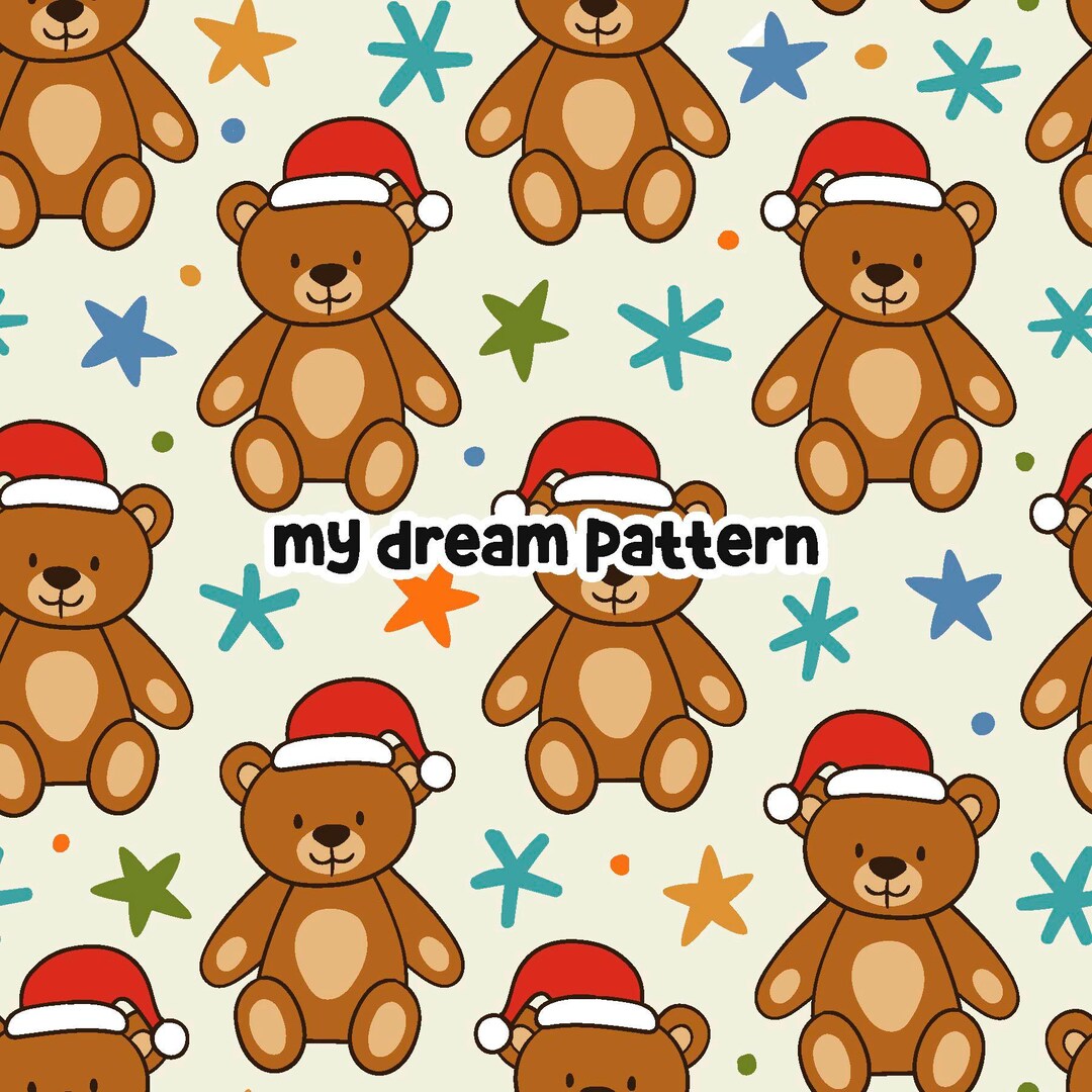 Christmas Teddy Bear Seamless Pattern Christmas Bear Seamless File. - Etsy