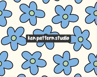 Retro Daisy Seamless Pattern – Groovy Daisy Digital Paper. - Etsy