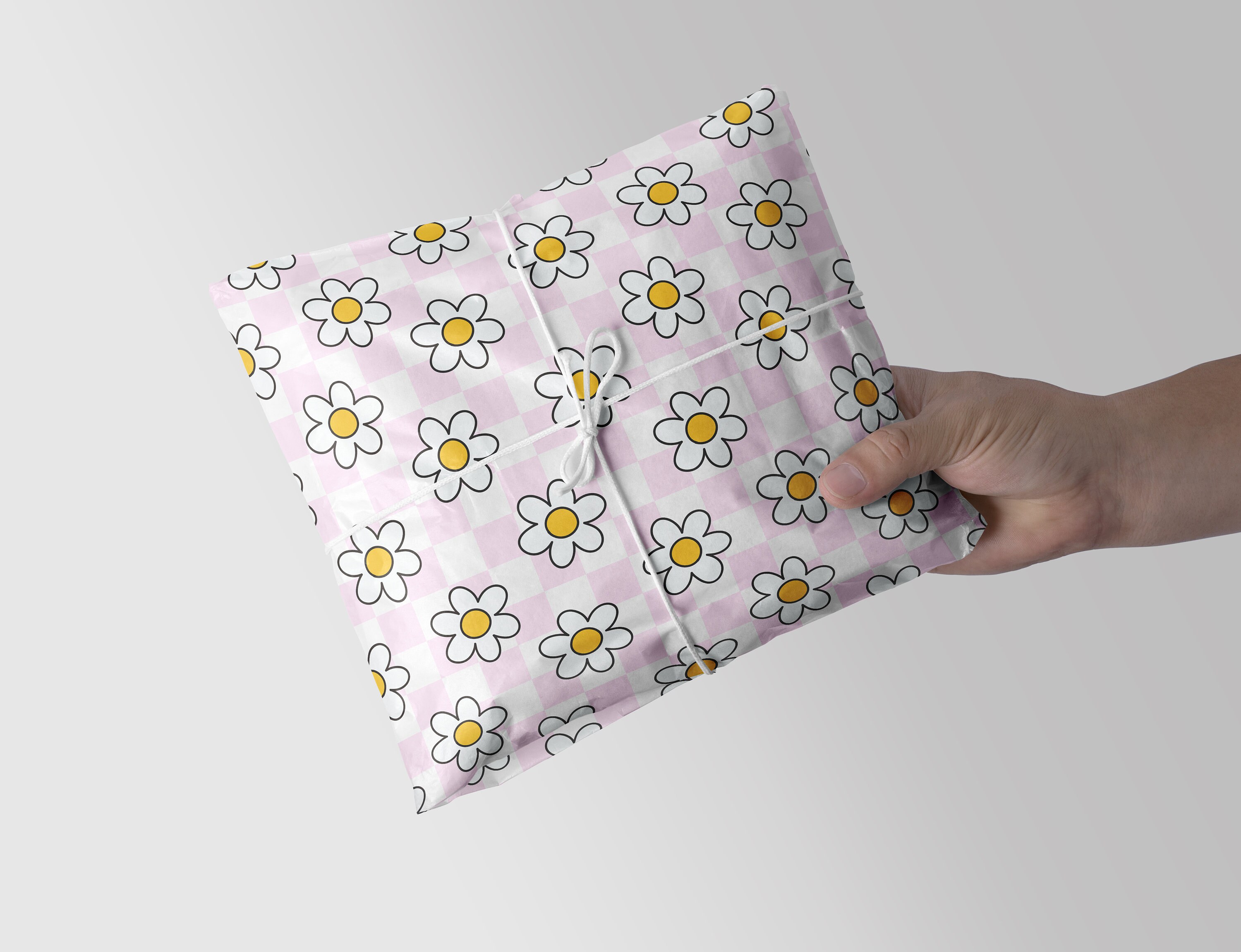 Pink Checkered Daisy Seamless Pattern Daisy Checkered Digital Patternb ...