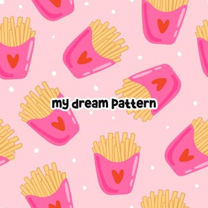Valentines French Fries Seamless Pattern Fries Digital Pattern French ...