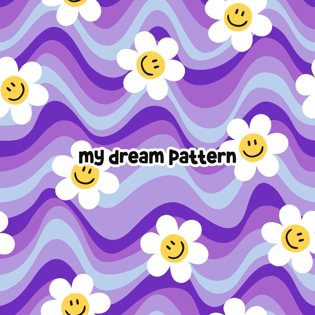 Purple Groovy Seamless Pattern Retro Daisy Seamless Design Happy Daisy ...