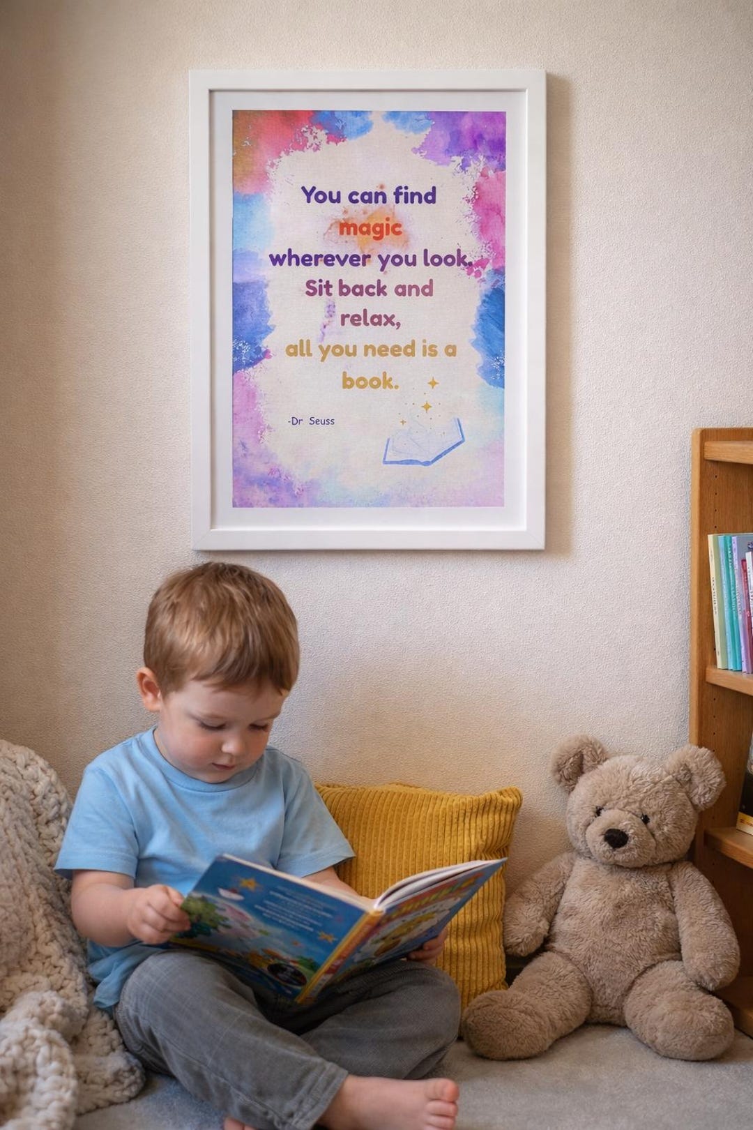 Children's Reading Quote Poster | You Can Find Magic Print | Classroom ...