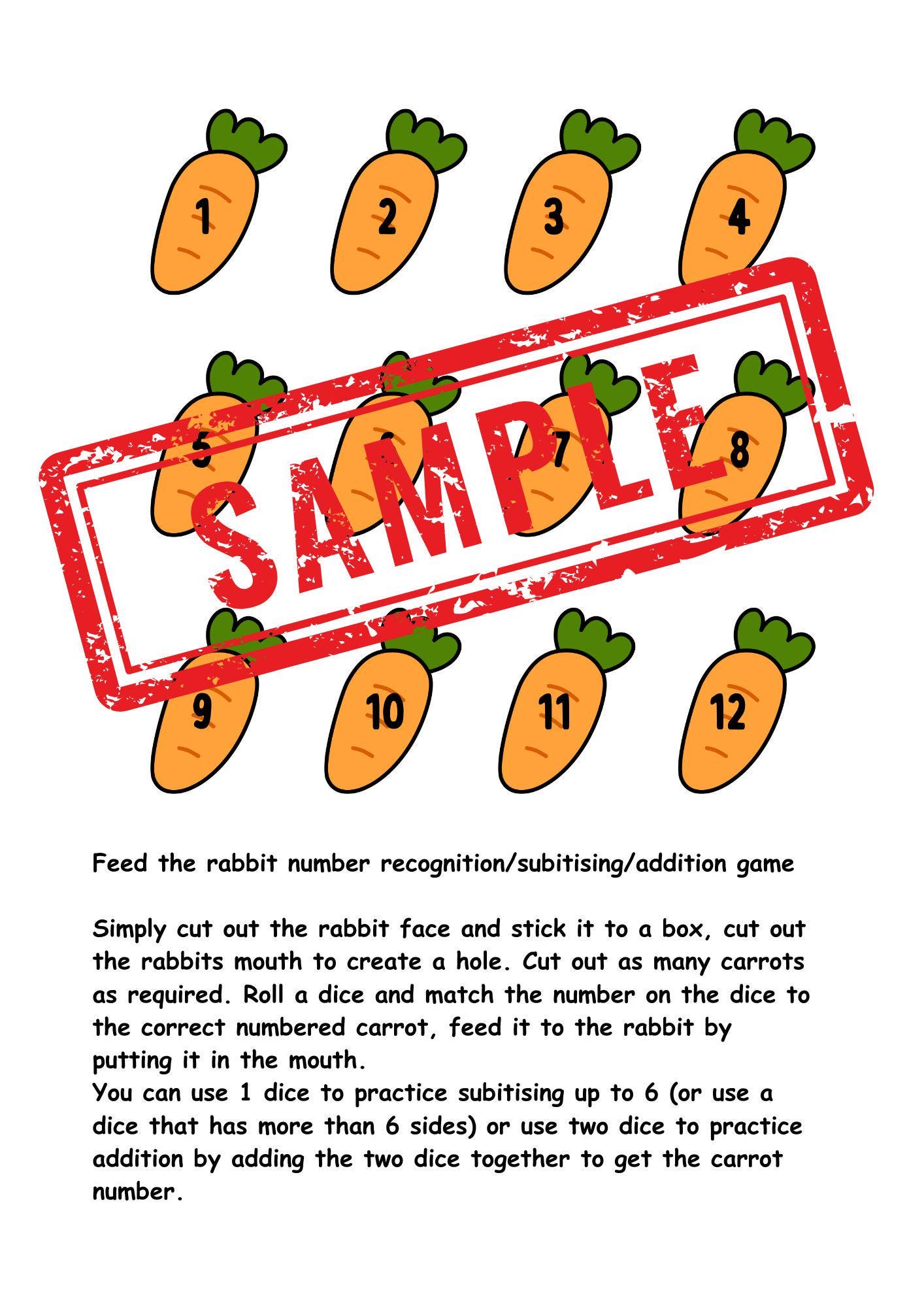 Feed the Bunny Number Game | Printable Maths Activity | Number ...