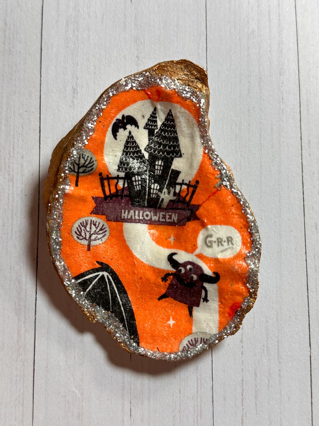Halloweendecoupage Shell Oyster Shell Season Decor Halloween Home Decor ...