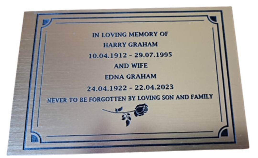 Laser Engraved Brushed Gold Memorial Plaque - 150 X 100mm - Etsy