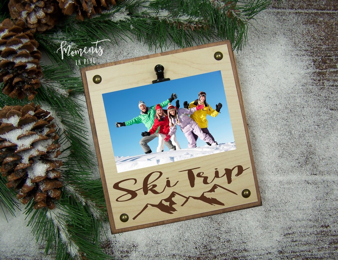 Ski Decor Family Ski Trip 2024 Skiing Picture Frame Wood Sign Home Gift ...