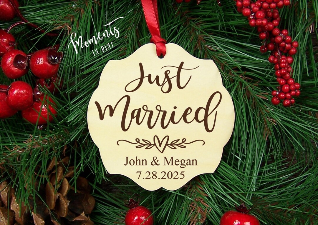 Just Married Ornament 2026 Personalized Christmas Ornament Engraved ...