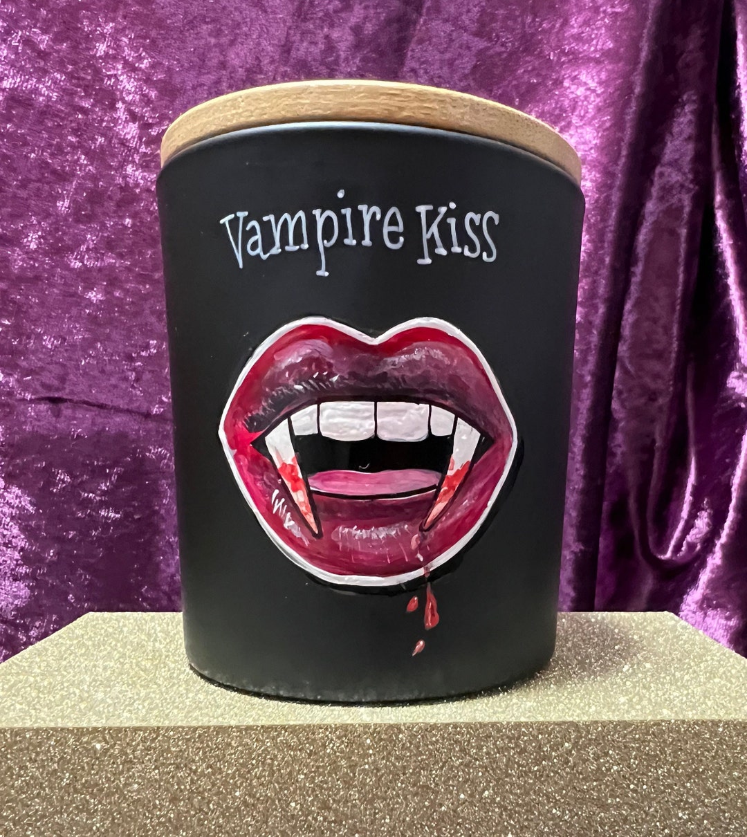 VAMPIRE KISS Candle Hand Painted/hand Poured Vampire Lips 10oz Soy Wax ...