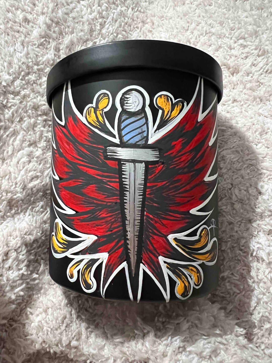 SWORD Candle Dungeons and Dragons WINGS Hand PAINTED Mens Dagger Candle ...