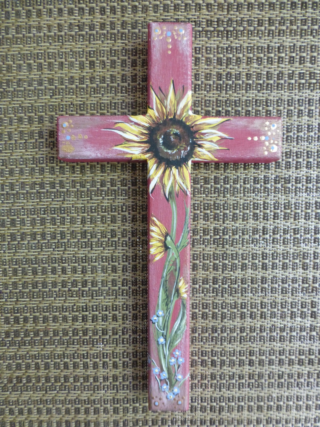 SUNFLOWER Cross, Shabby Chic Distressed Hand Painted Wood Wall CROSS - Etsy