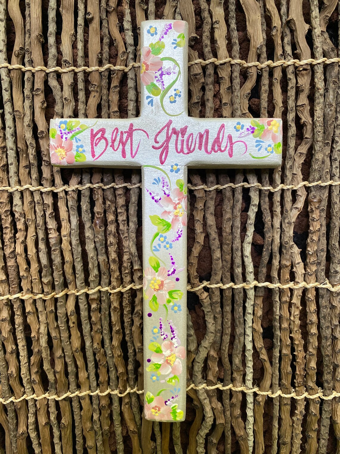 BEST FRIENDS Wall Cross Hand Painted Crucifix BFF Wood Wall - Etsy