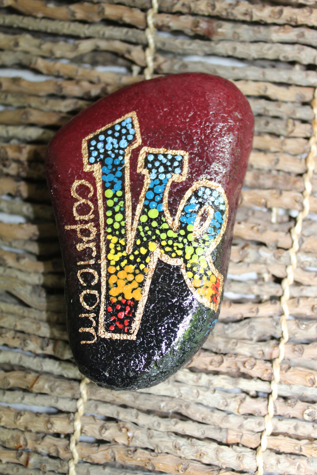 CAPRICORN Art Rock Zodiac Sign Hand Painted Rock, Painted Stone ...