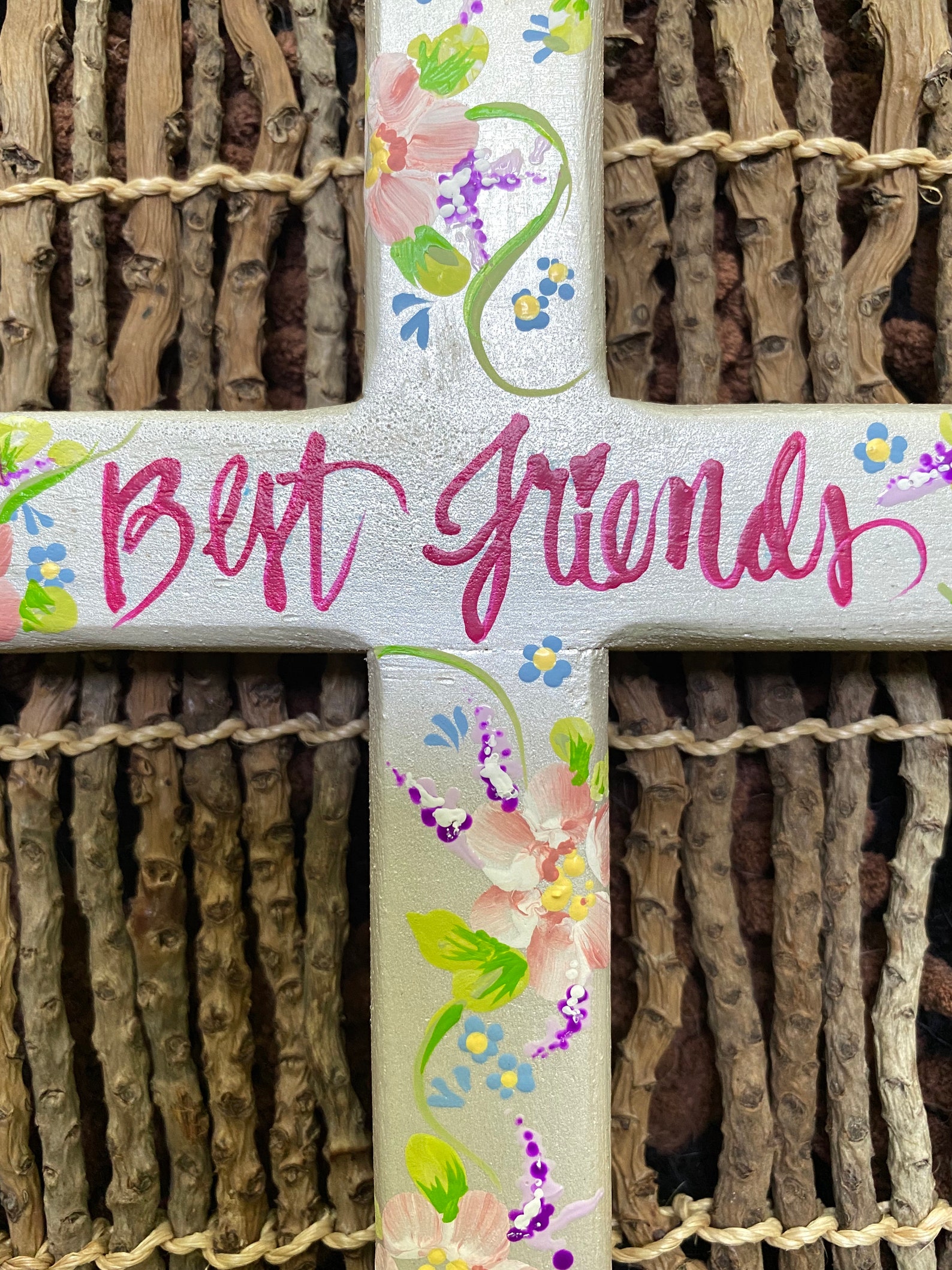 BEST FRIENDS Wall Cross Hand Painted Crucifix BFF Wood Wall - Etsy
