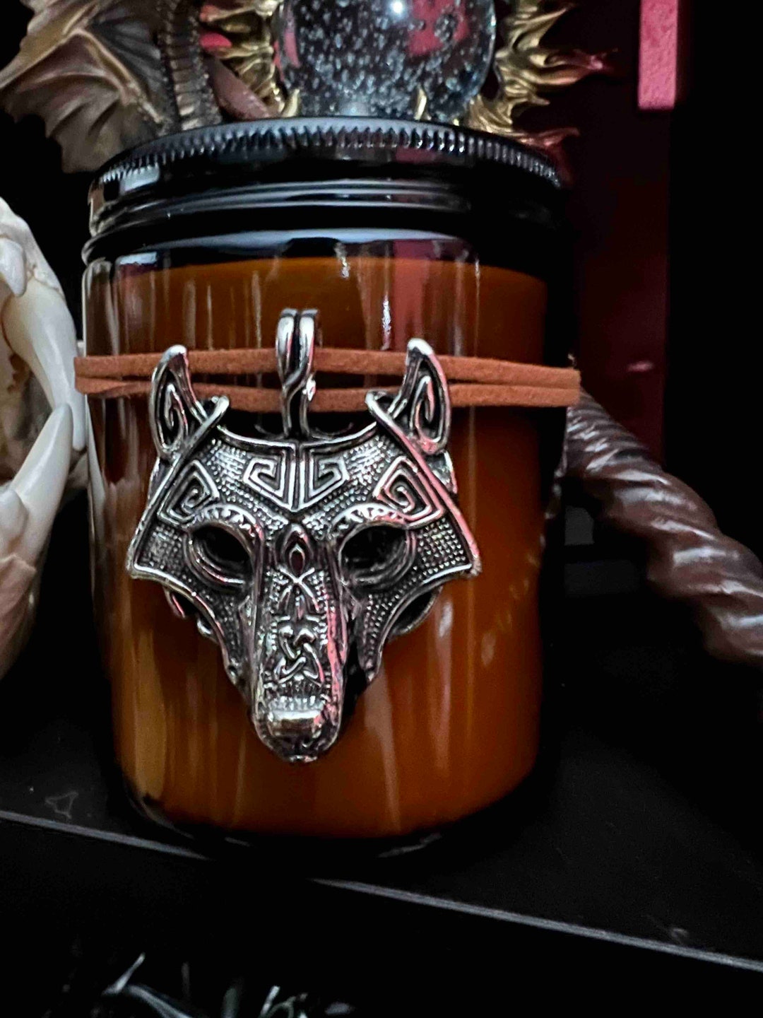 WOLF Candle Dungeons and Dragons Mens Nordic Wolf Viking Candle, Hand ...