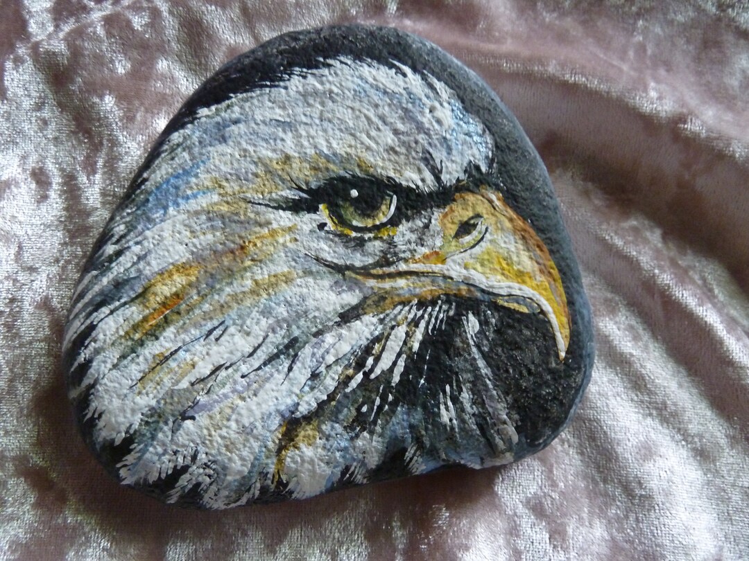 EAGLE Art Rock, AMERICAN Bald Eagle Patriotic Stone, Memorial, Veteran ...