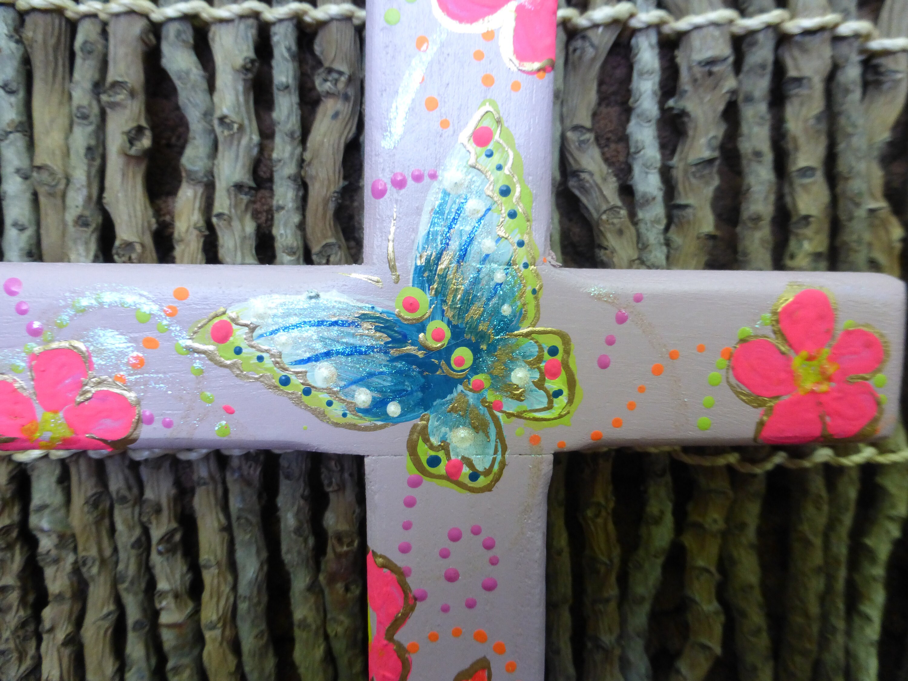 BUTTERFLY Hand Painted Children's CROSS Purple W/ Neon - Etsy