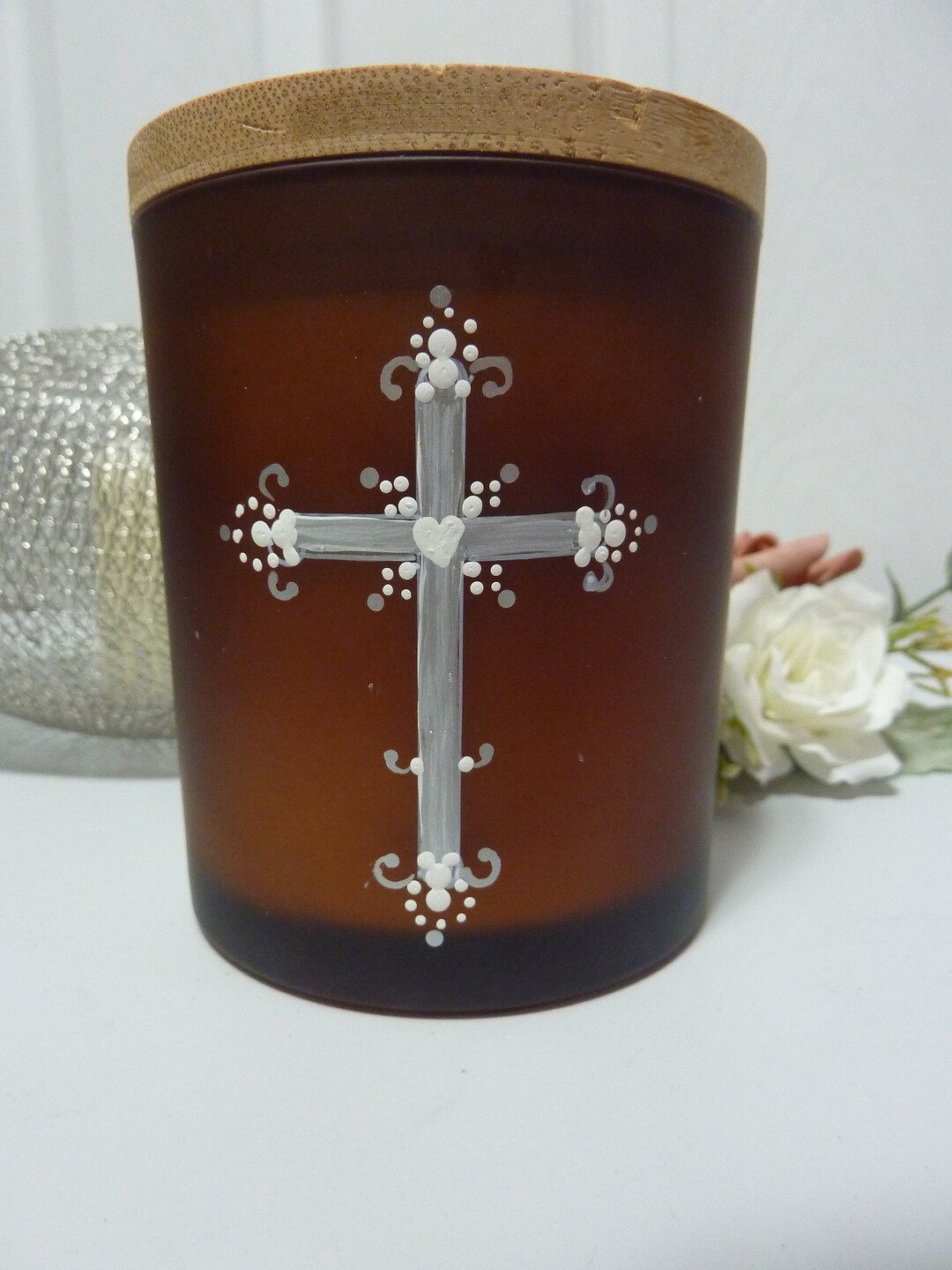 CROSS Catholic Candle /hand Poured Luxury Soy Wax Candle 10oz - Etsy