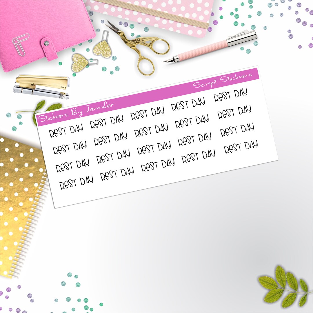 Rest Day Script Stickers Typography Stickers Planner - Etsy