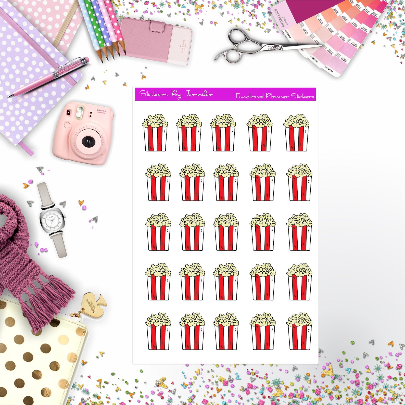 Popcorn Planner Stickers Bullet Journal Stickers Functional - Etsy