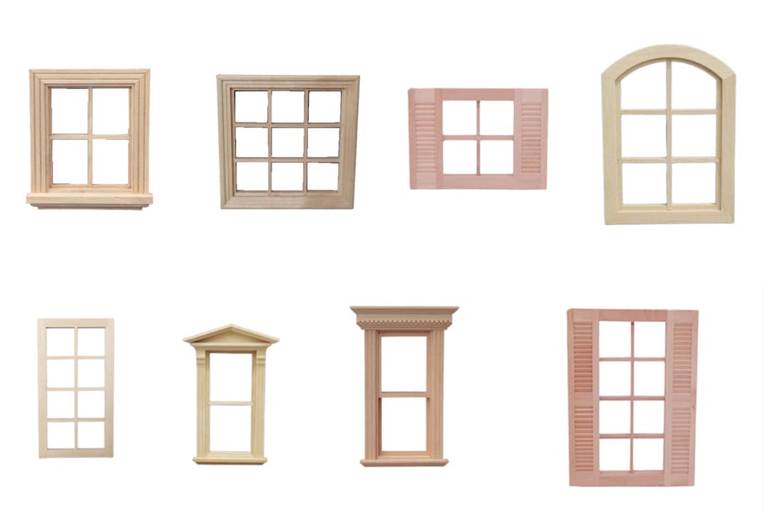 1/12 Scale Dollhouse Windows DIY Dollhouse Minitures Unfinished Windows ...