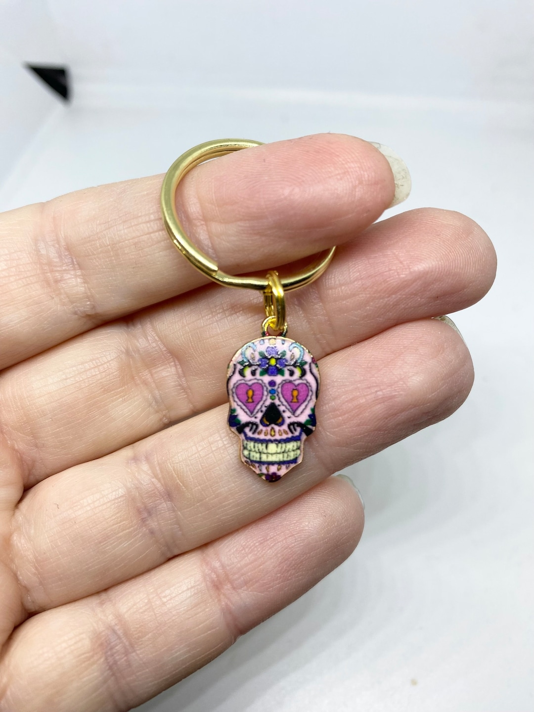Skull Keyring, Skull Keychain, Uk Seller, Gothic Keyring, Goth Keychain ...