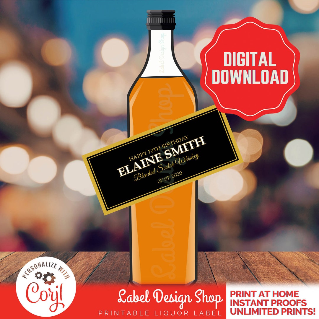 PRINTABLE 750ML Johnnie Walker Label, Black Label, Custom Johnnie ...
