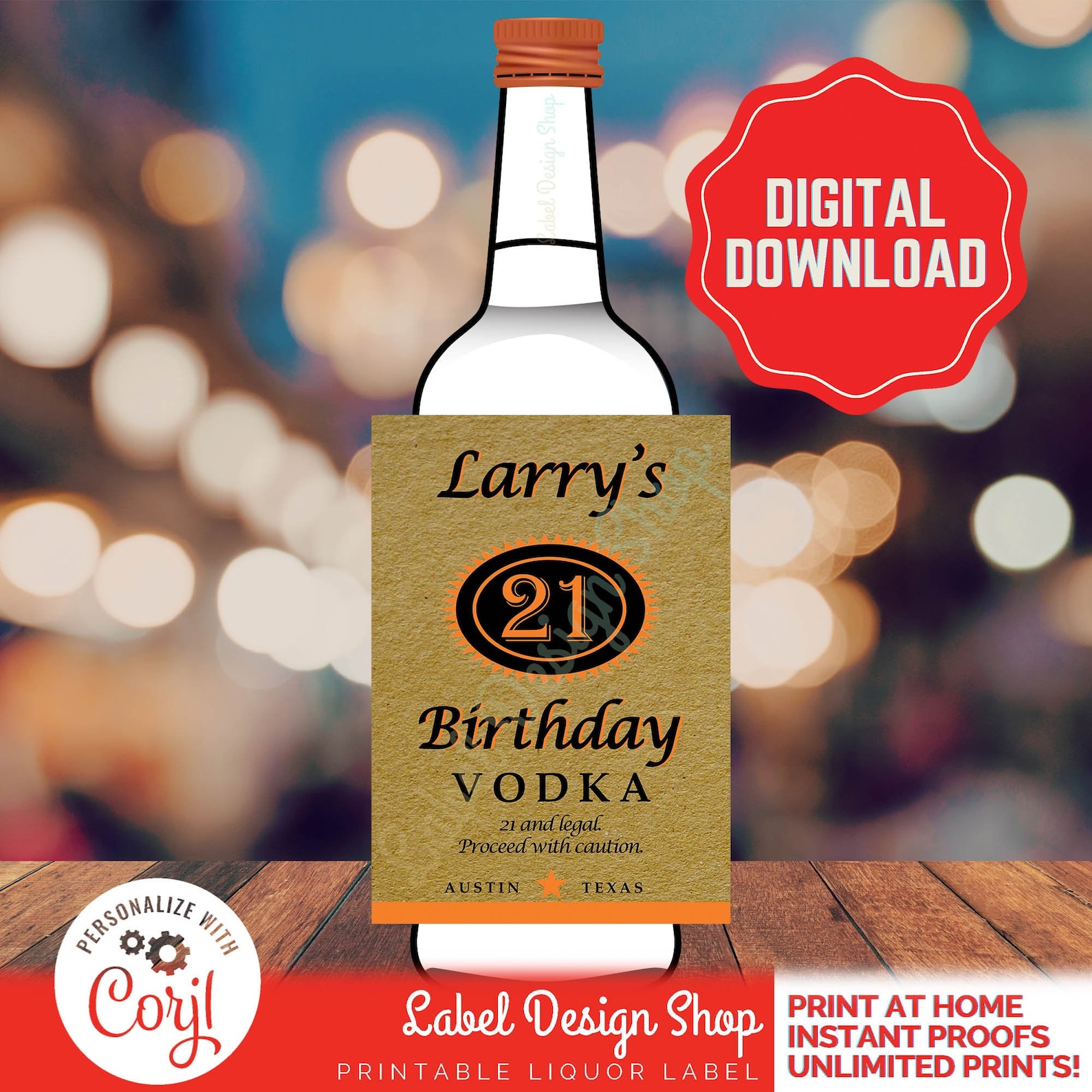 PRINTABLE Vodka Label 1.75L Titos Vodka Label Custom - Etsy