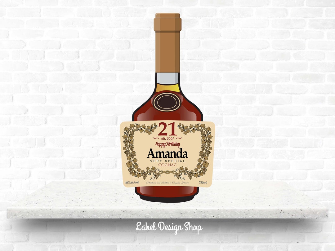 Birthday Custom Label, Cognac Style Custom Label, Personalized Cognac ...