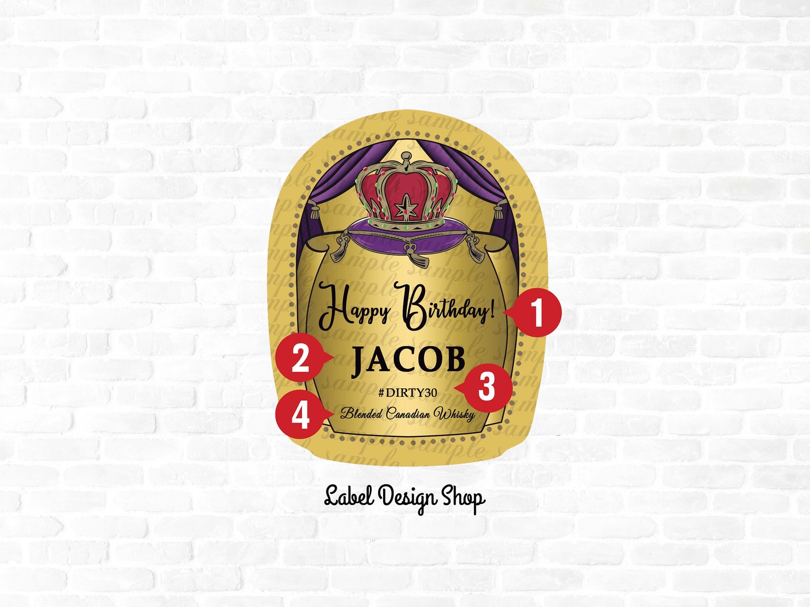 Mini Crown Royal Label Mini Crown Label Whiskey Custom - Etsy