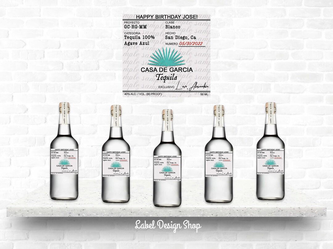 Mini Tequila Blanco Labels, Mini Liquor Bottles, Tequila Custom Label ...