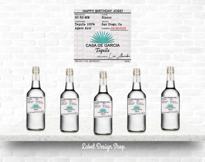 Mini Tequila Blanco Labels, Mini Liquor Bottles, Tequila Custom Label ...