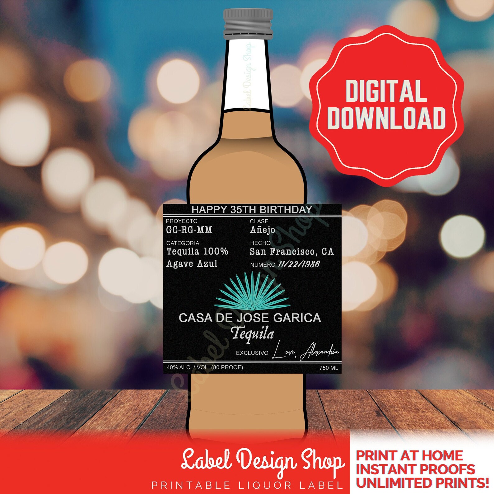 PRINTABLE 375ML Custom Tequila Label Custom Anejo Label - Etsy UK