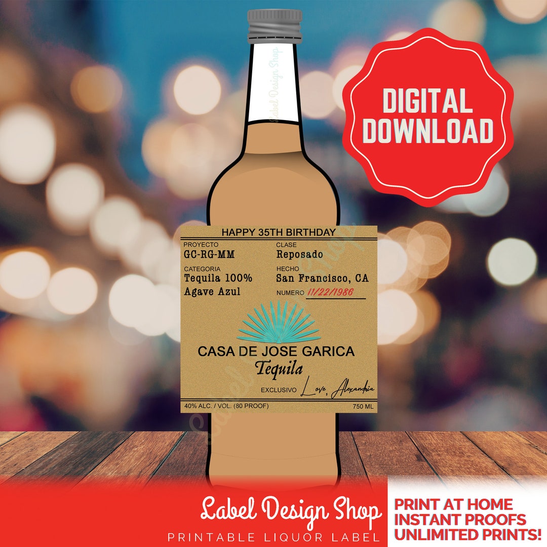 PRINTABLE 375ML Custom Tequila Label, Custom Reposado Label, Tequila ...