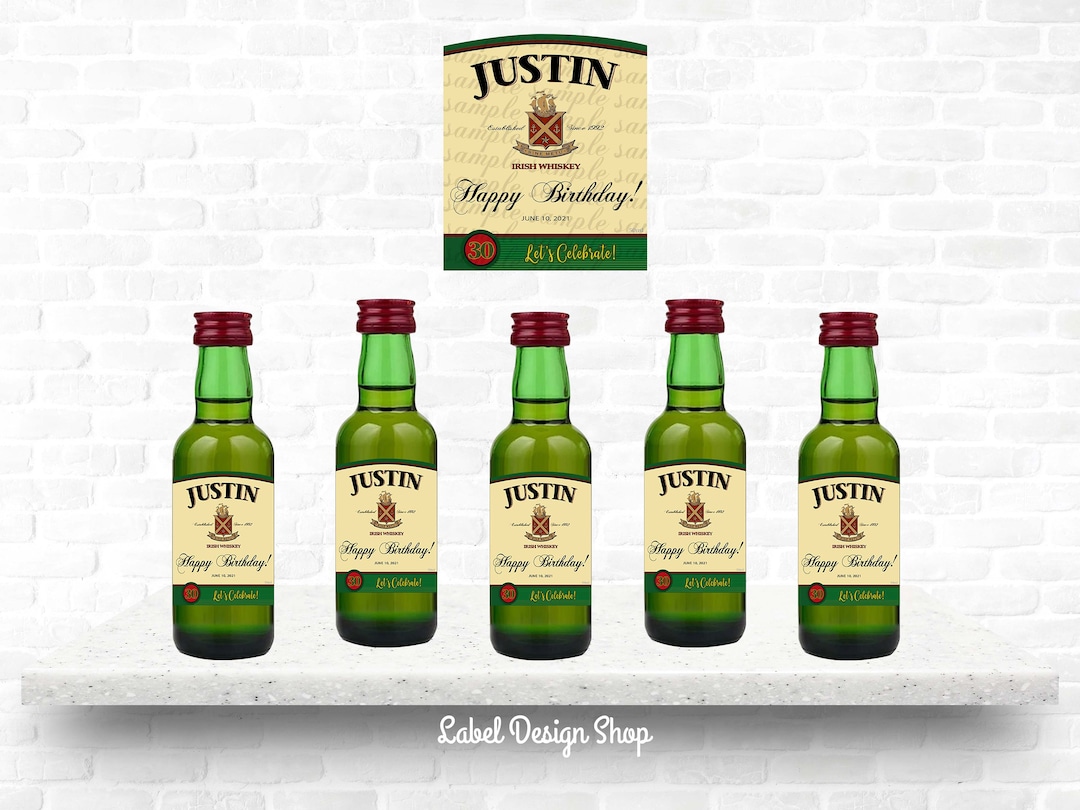 Mini Whiskey Label, Mini Irish Whiskey, Whiskey Custom Label, Mini ...