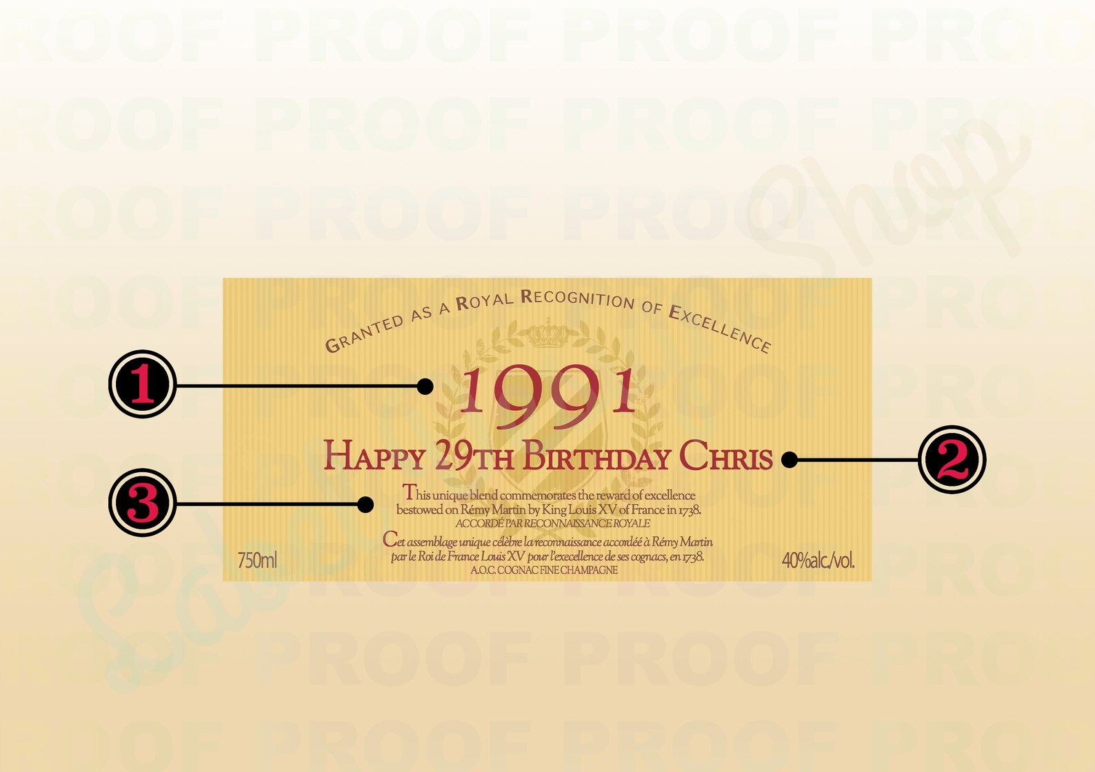 PRINTABLE 375ML Birthday Custom Label 1738 Cognac Custom | Etsy